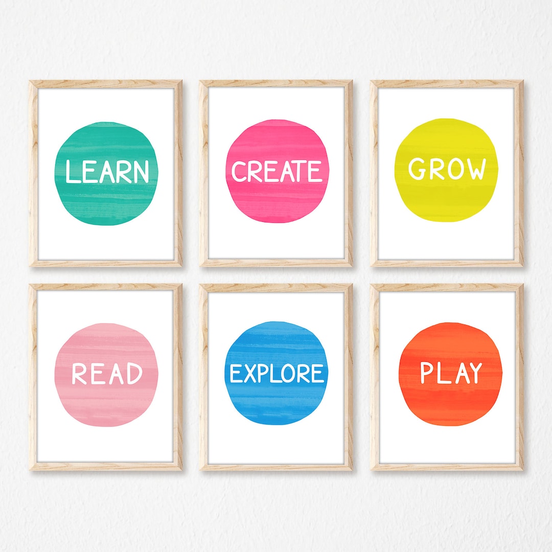 Learn Create Read Explore Grow Play Sign, Playroom Sign, Playroom Wall ...