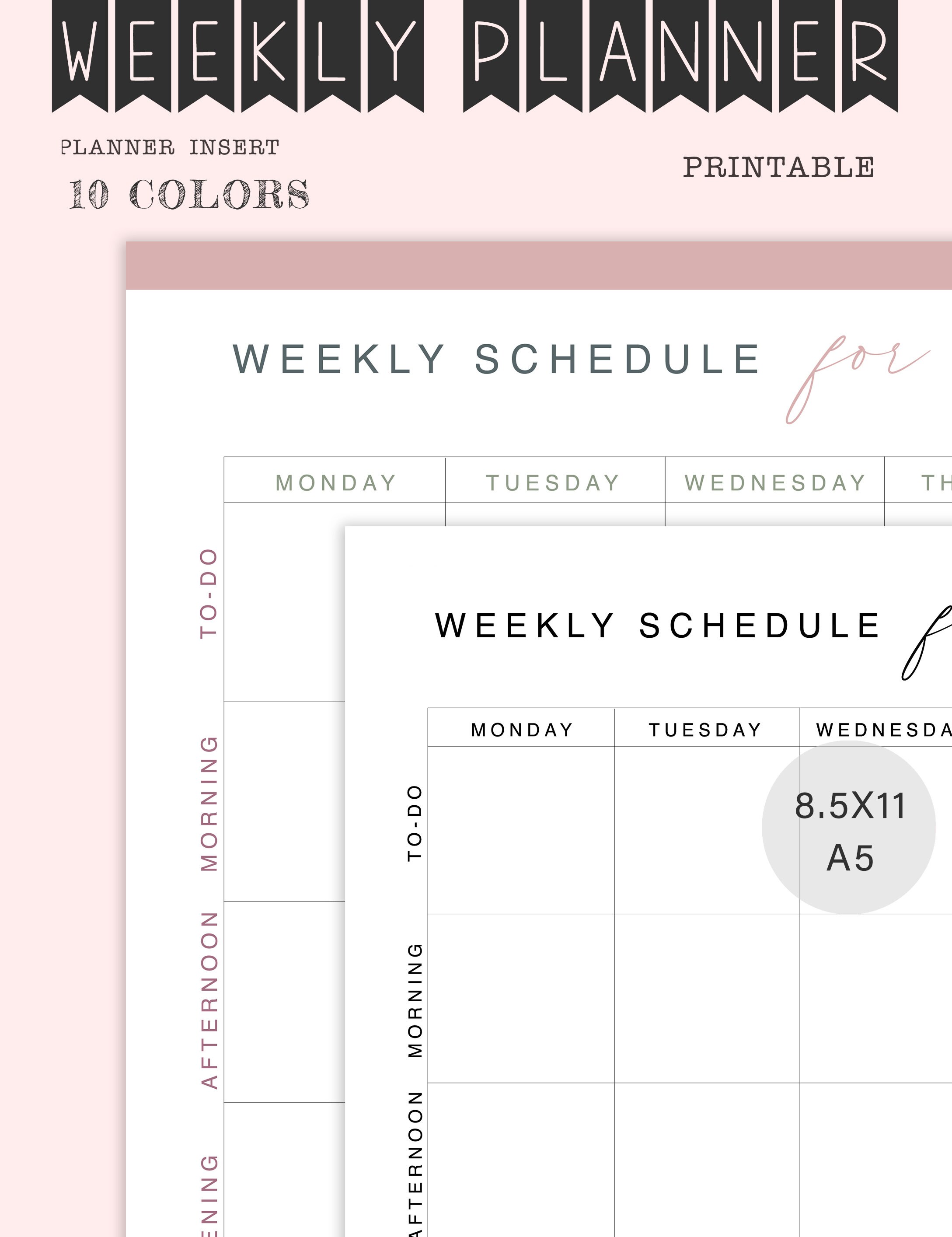 Weekly Schedule Printable School Timetable Minimalist Chart - Etsy