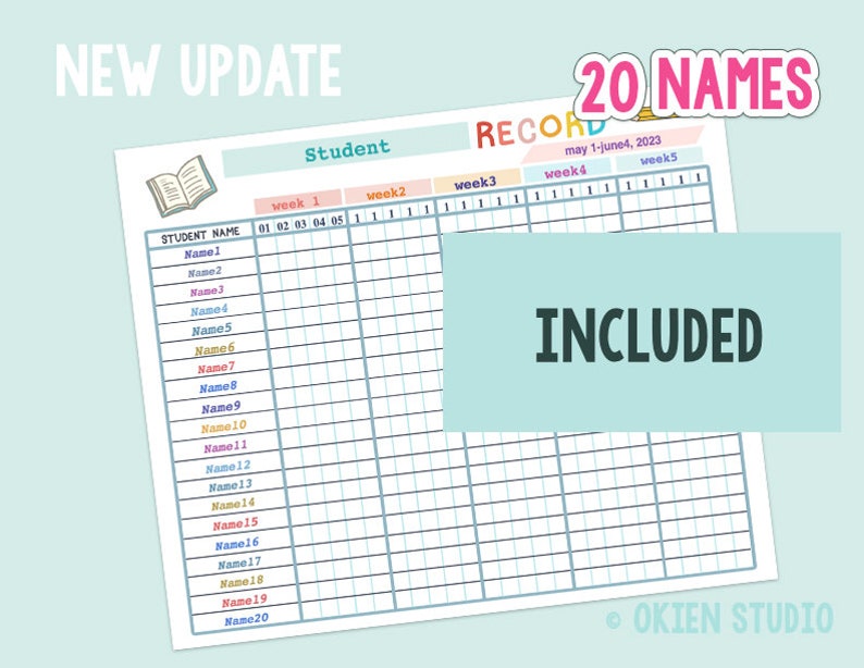 Editable Student Attendance Sheet: Printable Teacher Template (PDF) - Etsy