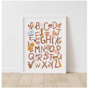 Boho Animal Decor, Boho Alphabet Poster, Boho Letters, a to Z Poster ...