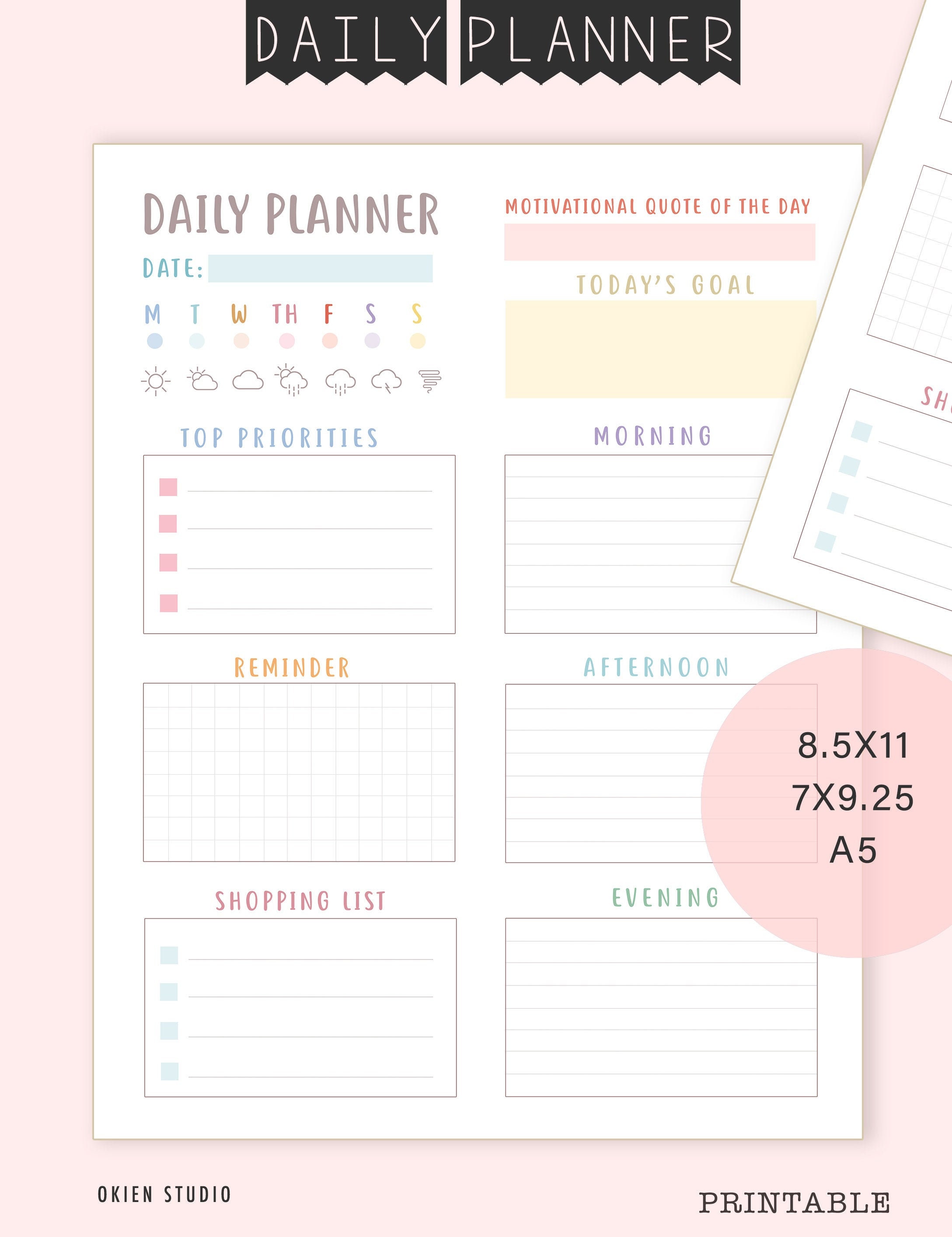 Day Plan Printable Insert Daily Plan Daily Schedule | Etsy