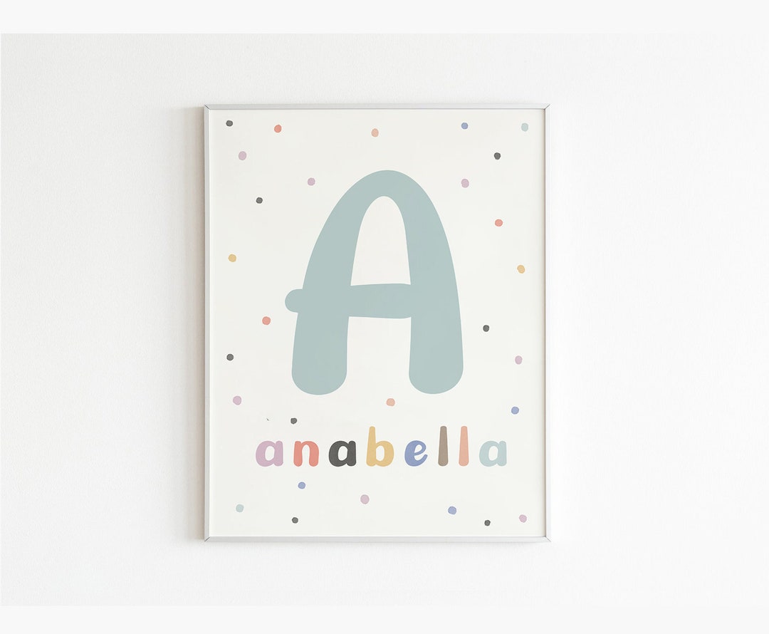 Name Sign for Nursery, Cute Name Sign, Initial Poster, Pastel Name ...