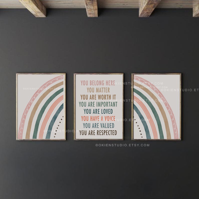 Adventure Awaits Poster Boho Rainbow Art you are enough | Etsy