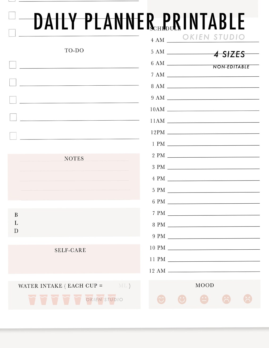 Day Plan Printable Daily Planner 365 Daily Plan Productive - Etsy