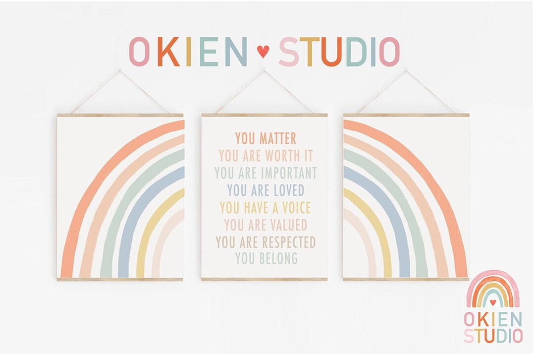 Pastel Boho Rainbow Sign, Pastel Classroom, Please Remember Quotes ...