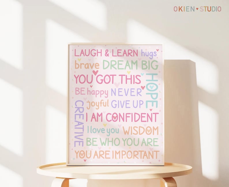 Pastel Rainbow Positive Affirmations Print Set: Girl Playroom Decor ...