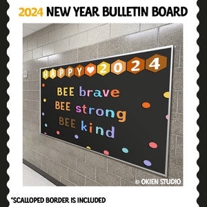 New Year Bulletin Board Kit, 2024 Bulletin Board Printables, Bee Theme ...