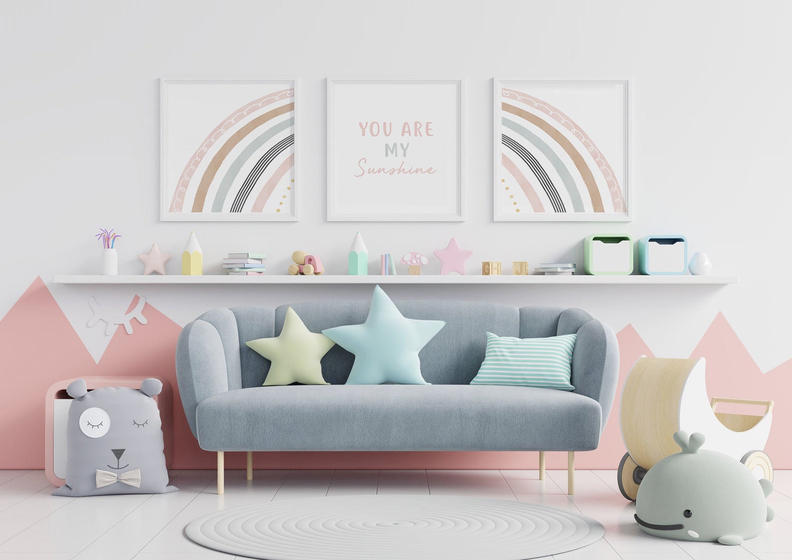 You Are My Sunshine Rainbow Wall Art Set Pastel Rainbow Set | Etsy