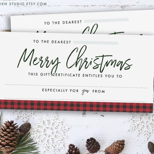 Christmas Gift Certificate Template Printable, Editable Gift ...