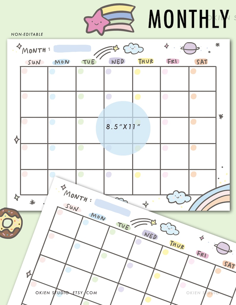 Kawaii Rabbit Planner: Weekly & Monthly Printable (digital Download) - Etsy