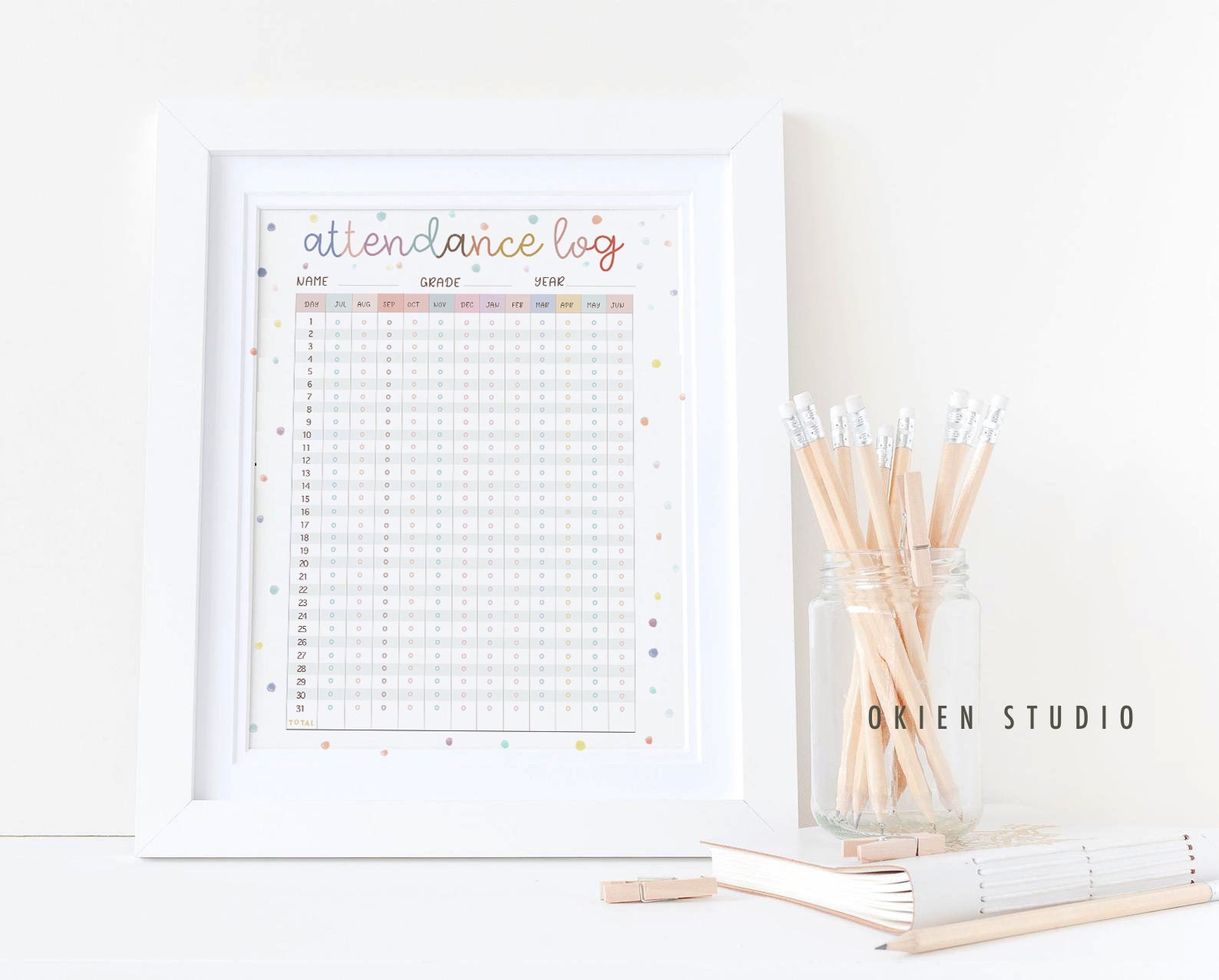 Rainbow Attendance Sheet: Homeschool Classroom Record (digital Download ...