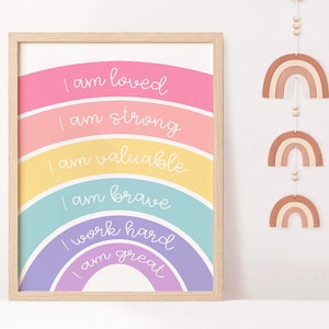 Pastel Rainbow Set of 3, Kids Affirmation Prints, Positive Affirmation ...