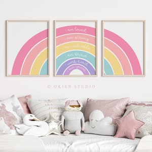 Pastel Rainbow Set of 3, Kids Affirmation Prints, Positive Affirmation ...