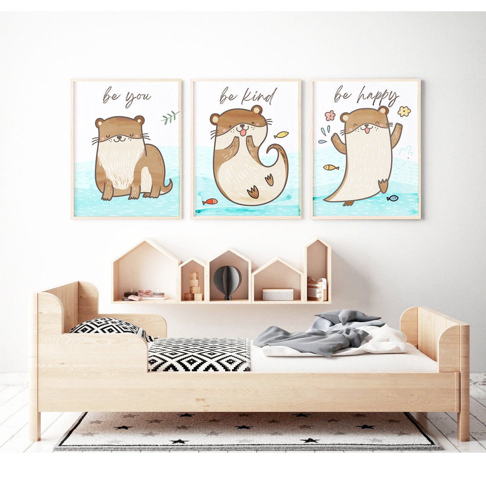 Otter Nursery, Otter Art Print, Otter Nursery Decor, Be Happy, Be You ...