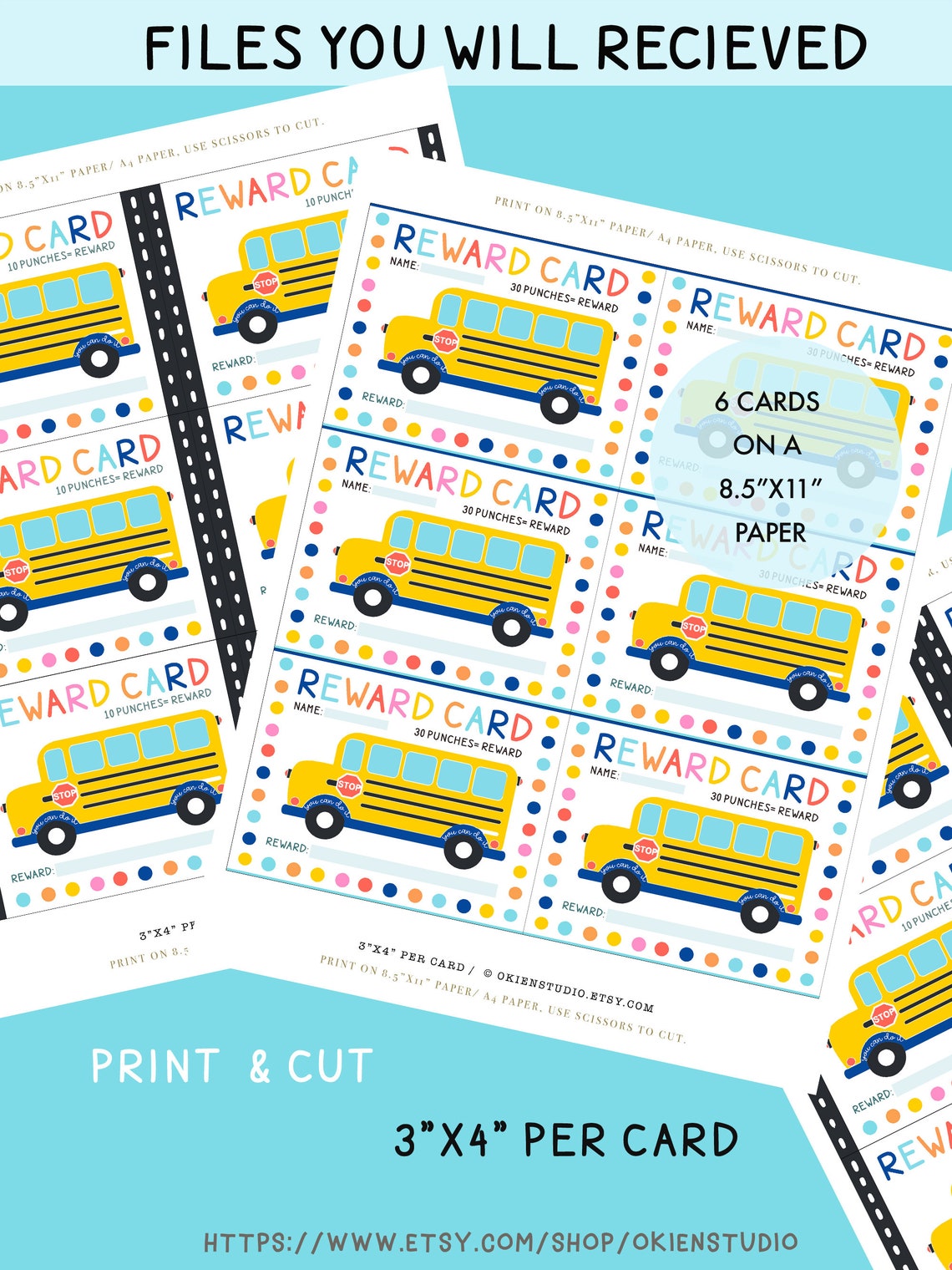 Printable Bus Reward Punch Card: Classroom or Homeschool (JPEG) - Etsy