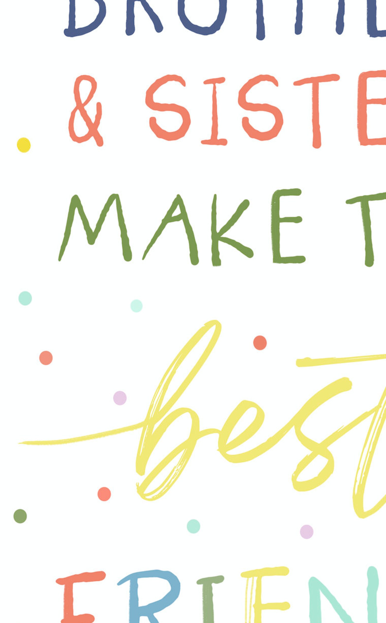 Rainbow Brother Sister Wall Art Prints: Playroom Decor (digital ...