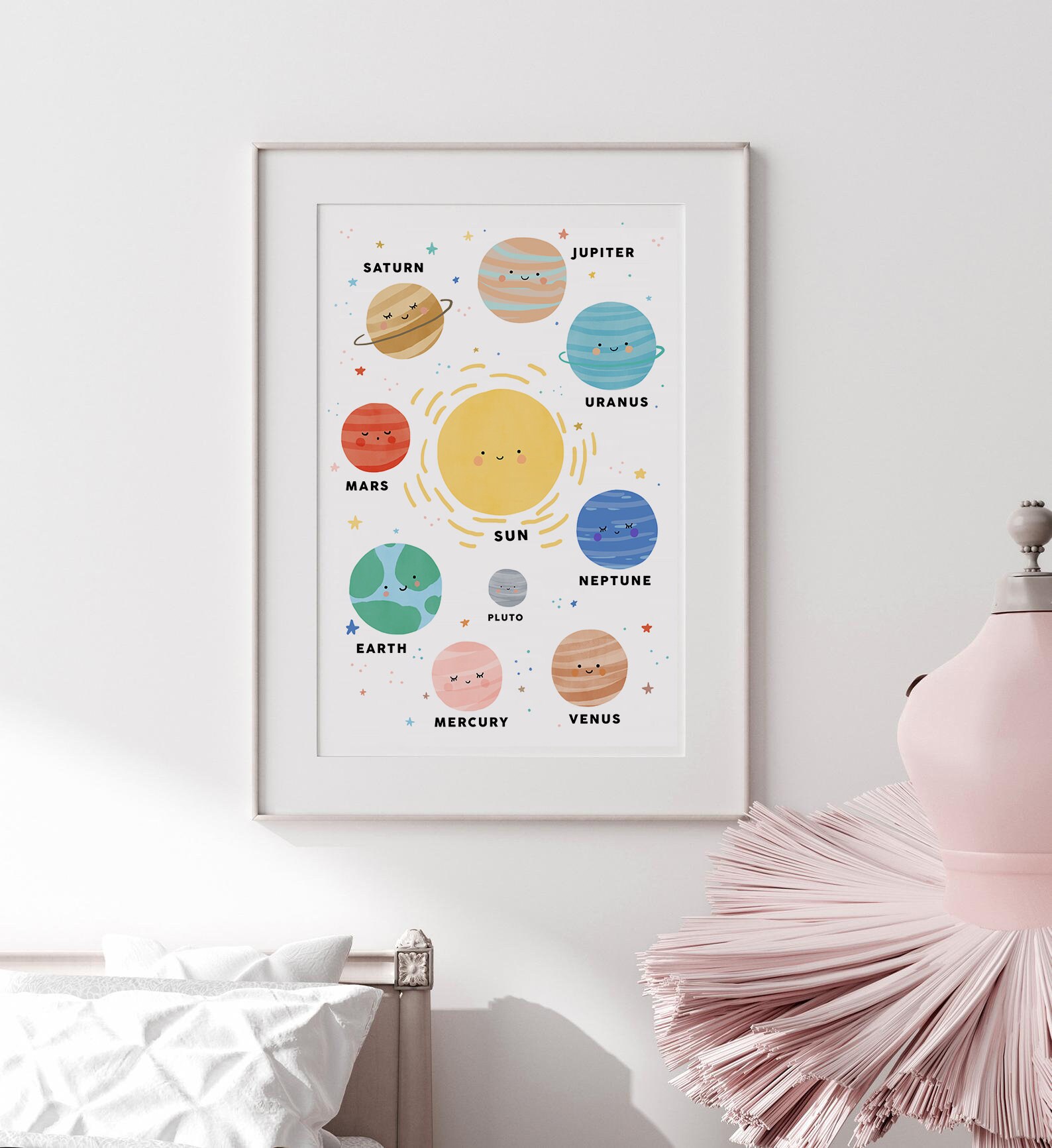 Solar System Poster Solar System Wall art Cute Planets | Etsy