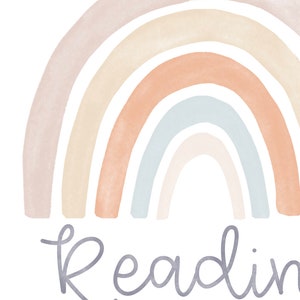 Set of 3, Rainbow Reading Corner Sign, Watercolor Girl Room Decor ...