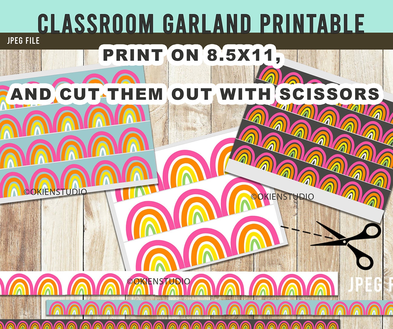Rainbow Classroom Banner School Garland Printable Colorful - Etsy