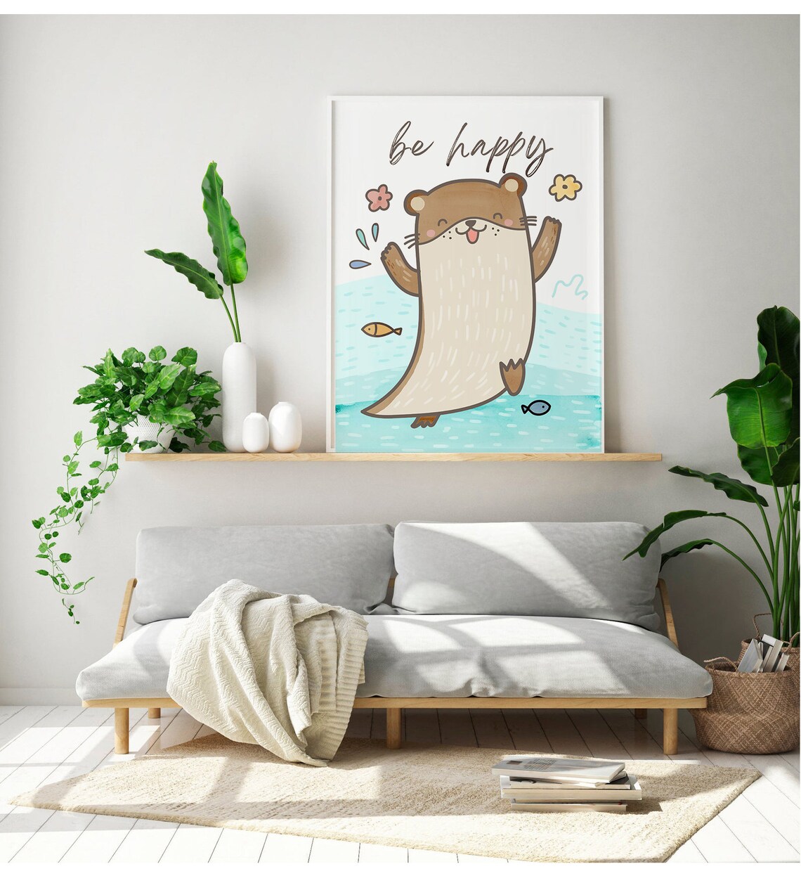 Otter nursery Otter Art Print otter nursery decor Be happy | Etsy