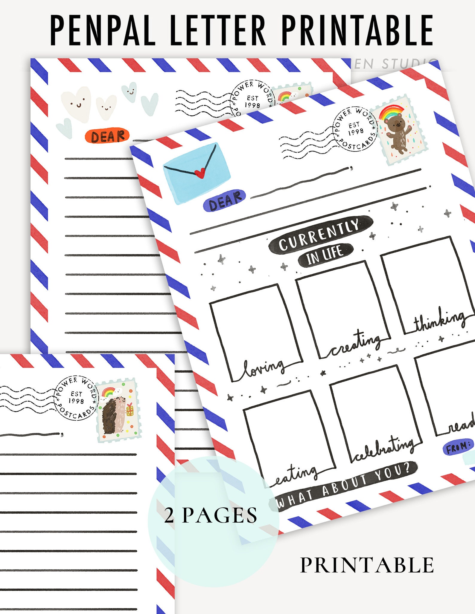 Kids Pen Pal Printable Letter Templates for Kids Letter - Etsy UK