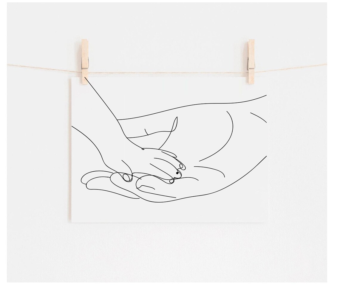 Holding Baby Hand Baby Hand Line Art Hands Line Drawing - Etsy