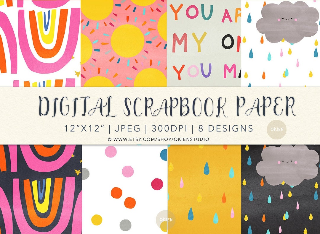 Digital, Scrapbook Paper, Weather Pattern Paper Printable, Seasonal ...