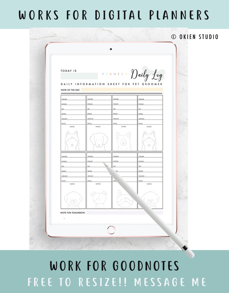 Printable Pet Grooming Log Pet Groomer Planner Pet Planner - Etsy