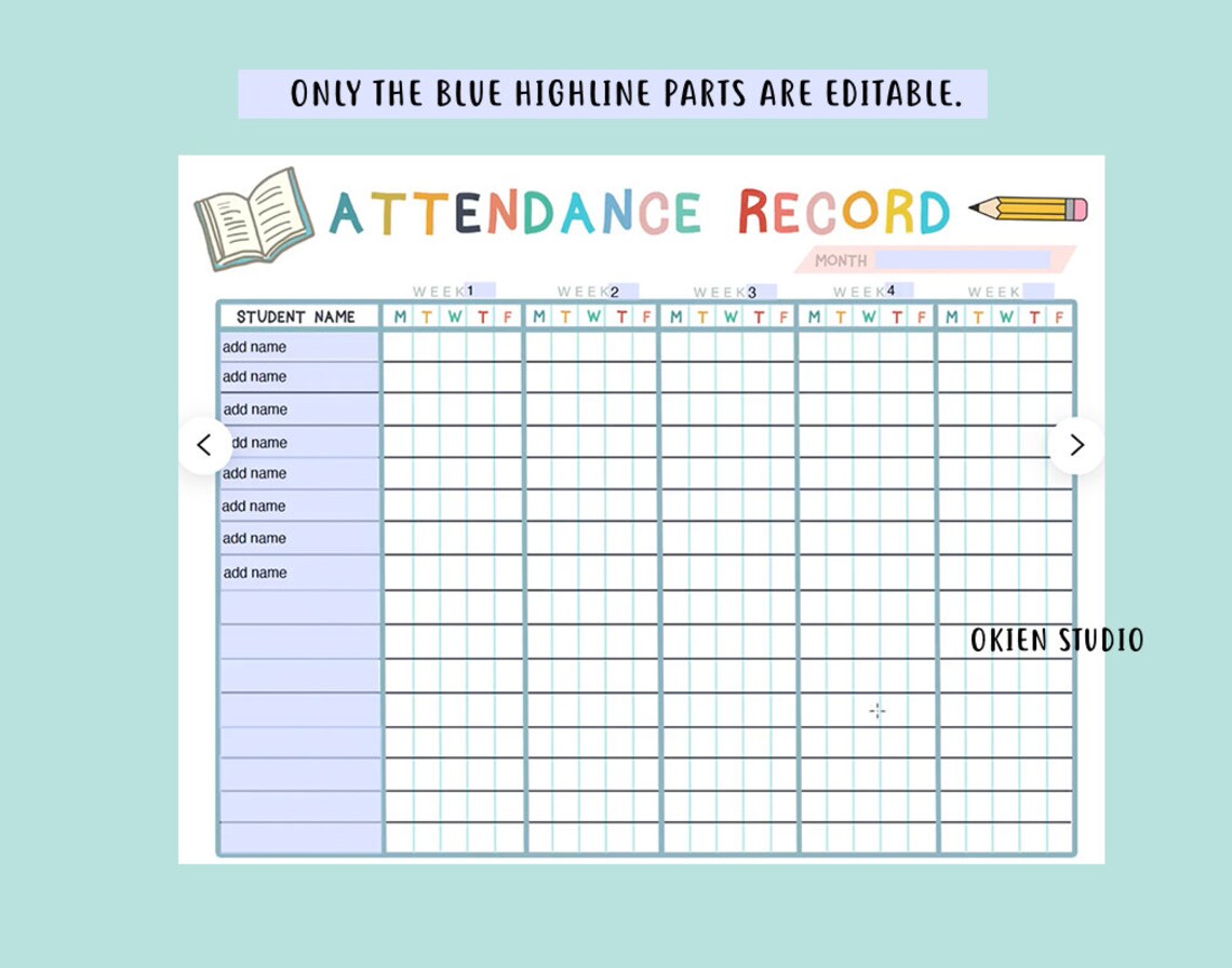 Editable Homeschool Attendance Sheet Teacher Log Digital - Etsy
