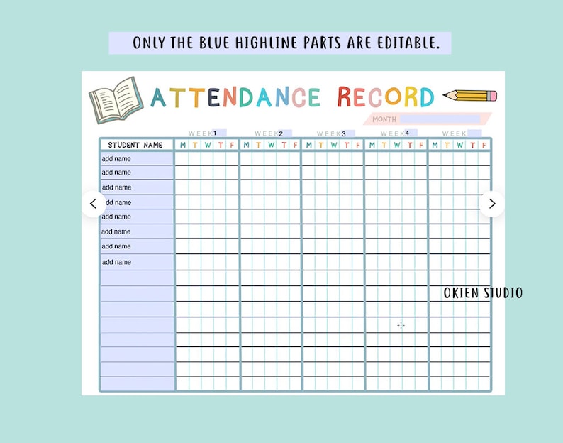 Editable Homeschool Attendance Sheet: Teacher Log (editable PDF) - Etsy