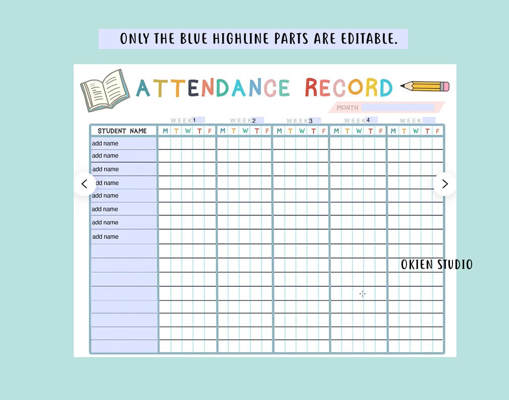 Editable Homeschool Attendance Sheet Teacher Log Digital - Etsy
