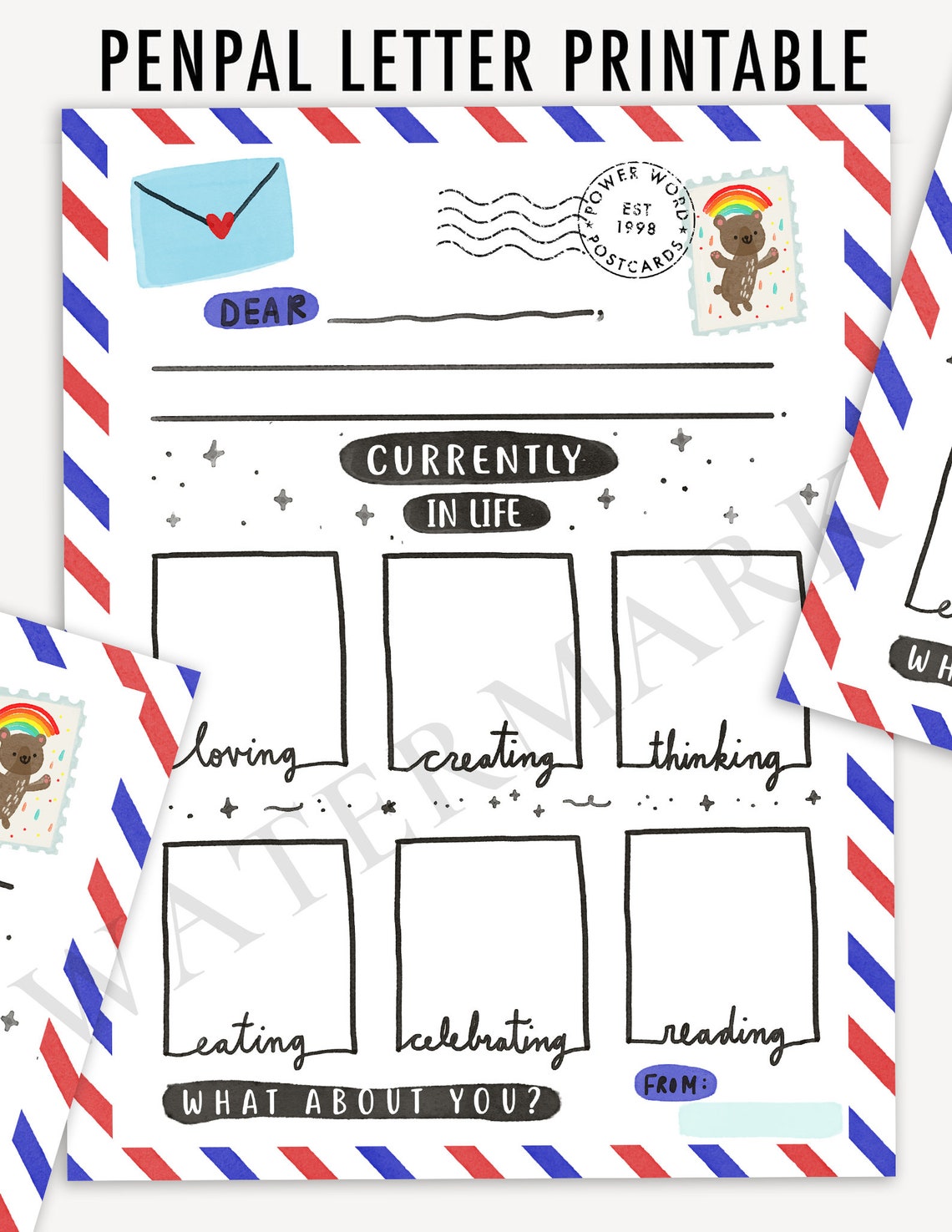 Kids Pen Pal Printable Letter Templates for Kids Letter - Etsy