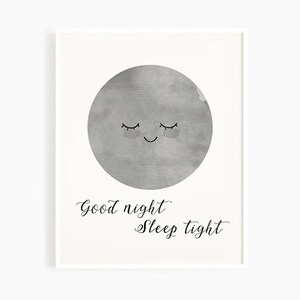 Goodnight Moon Print, Goodnight Sleep Tight Sign, Nursery Decor Set of ...