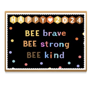 New Year Bulletin Board Kit, 2024 Bulletin Board Printables, Bee Theme ...