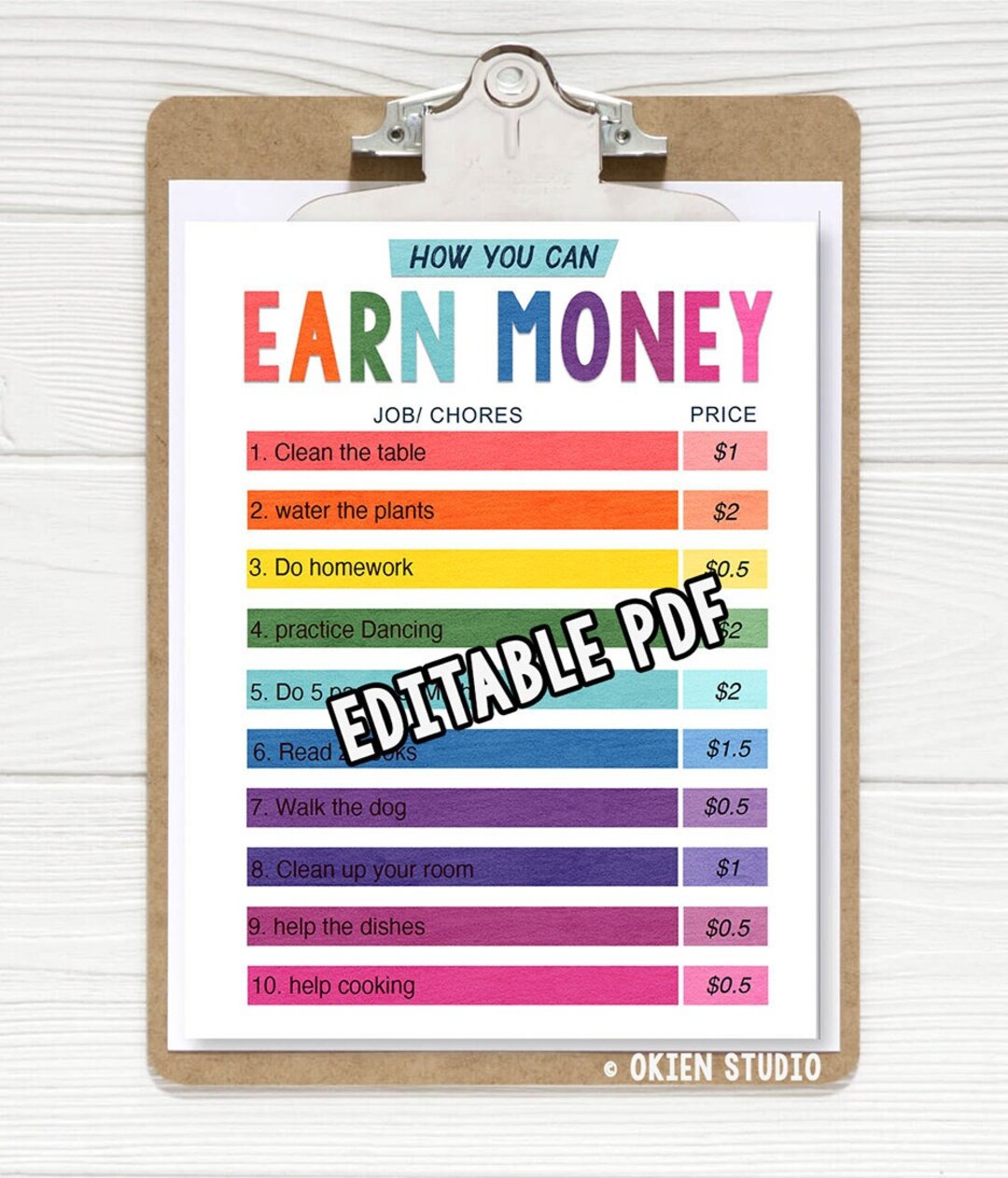 Kids Chore and Allowance Chart, Summer Routine Reward, Printable ...