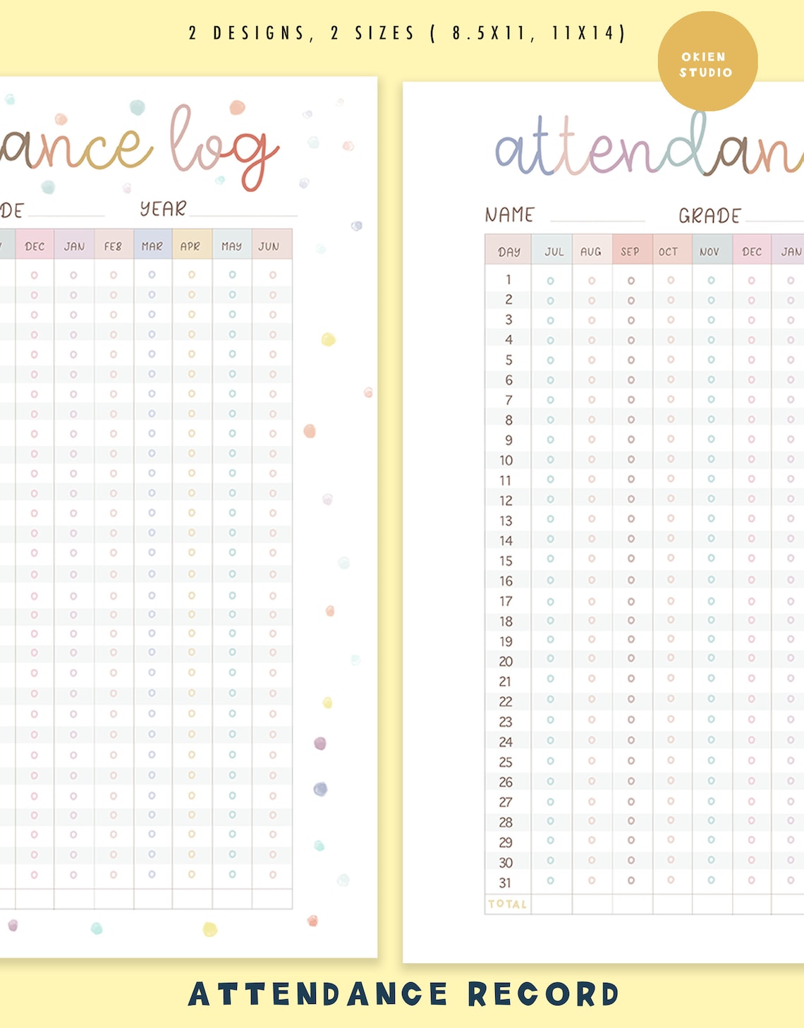 Rainbow Attendance Sheet: Homeschool Classroom Record (digital Download ...