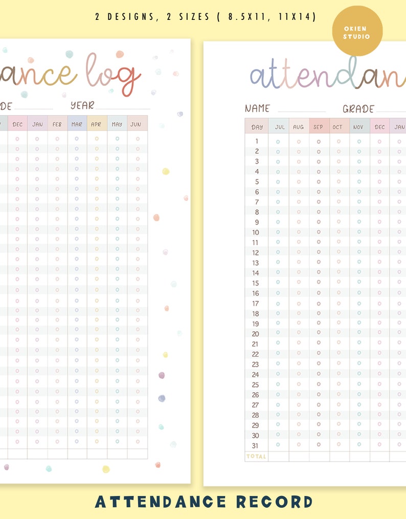 Rainbow Attendance Sheet: Homeschool Classroom Record (digital Download ...