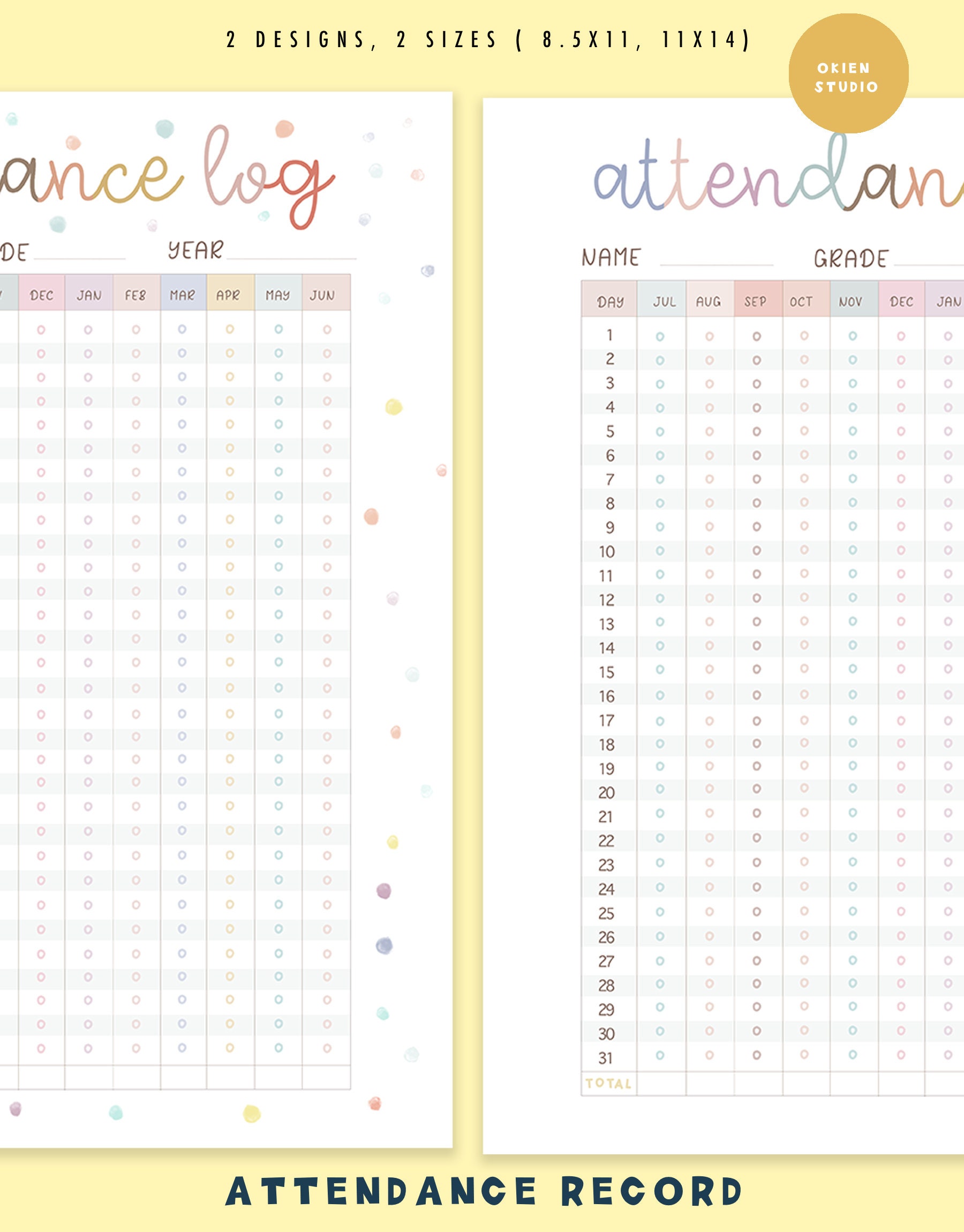 Rainbow Attendance Sheet: Homeschool Classroom Record (digital Download ...