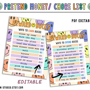 Editable Kids Reward Bucks, Reward System for Kids, Chore Bucks, Good ...