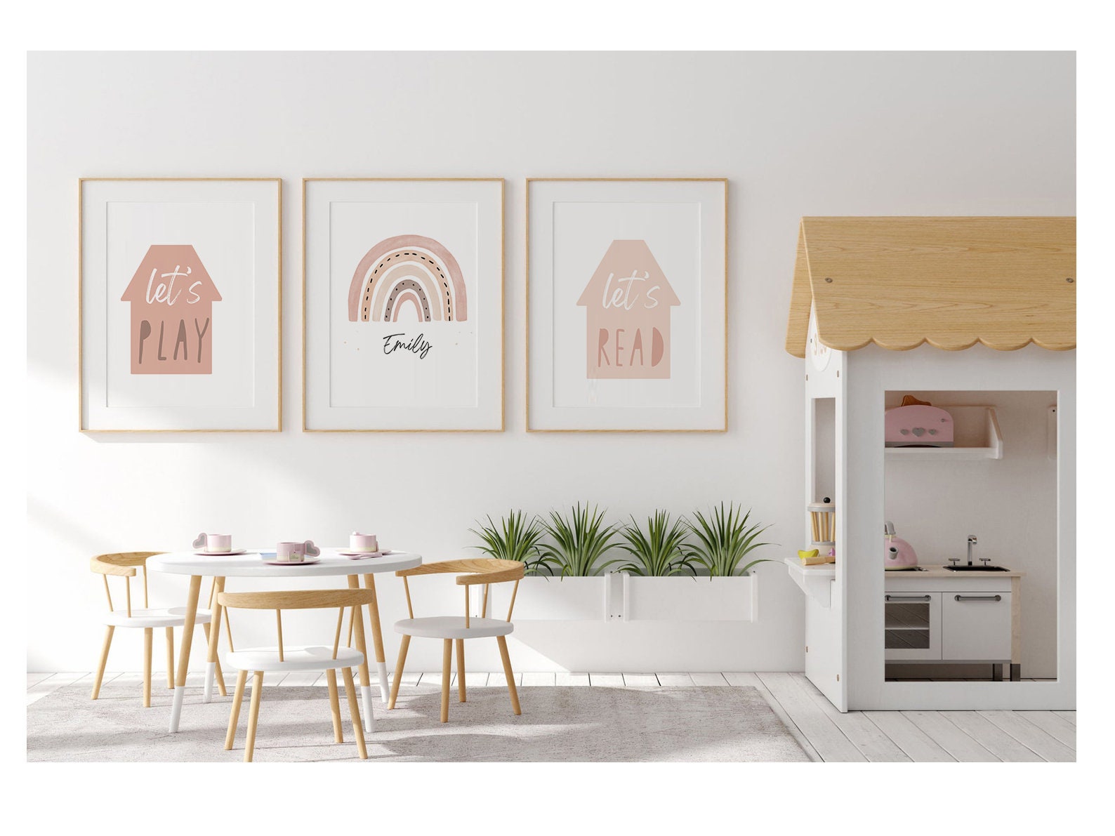 Rainbow Wall Art Set Pastel Rainbow Let's Read Let's - Etsy