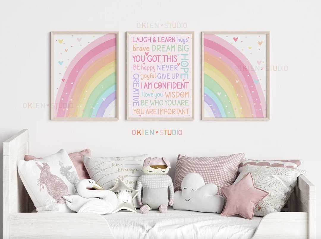 Pastel Rainbow Positive Affirmations Sign for Girl Bedroom, Positive ...