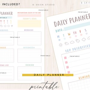 Planner Bundle Printable, 11pages, Daily Routine Chart, Weekly Planner ...