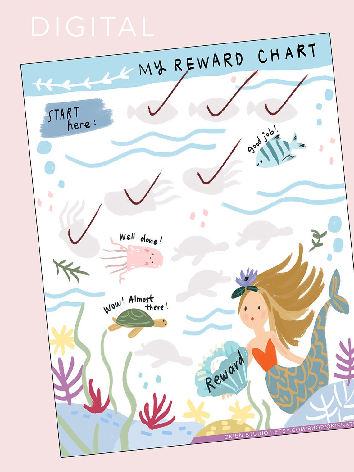 Mermaid Reward Chart Under the Sea Mermaid Reward Chart - Etsy