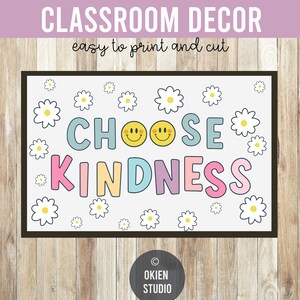 Smiley Faces Choose Kindness Classroom Decor, Boho Smiley Face Daisy ...