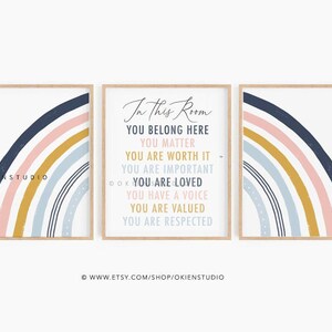 Neutral Wall Art, in This Room Sign, Rainbow Poster Set, Diversity ...