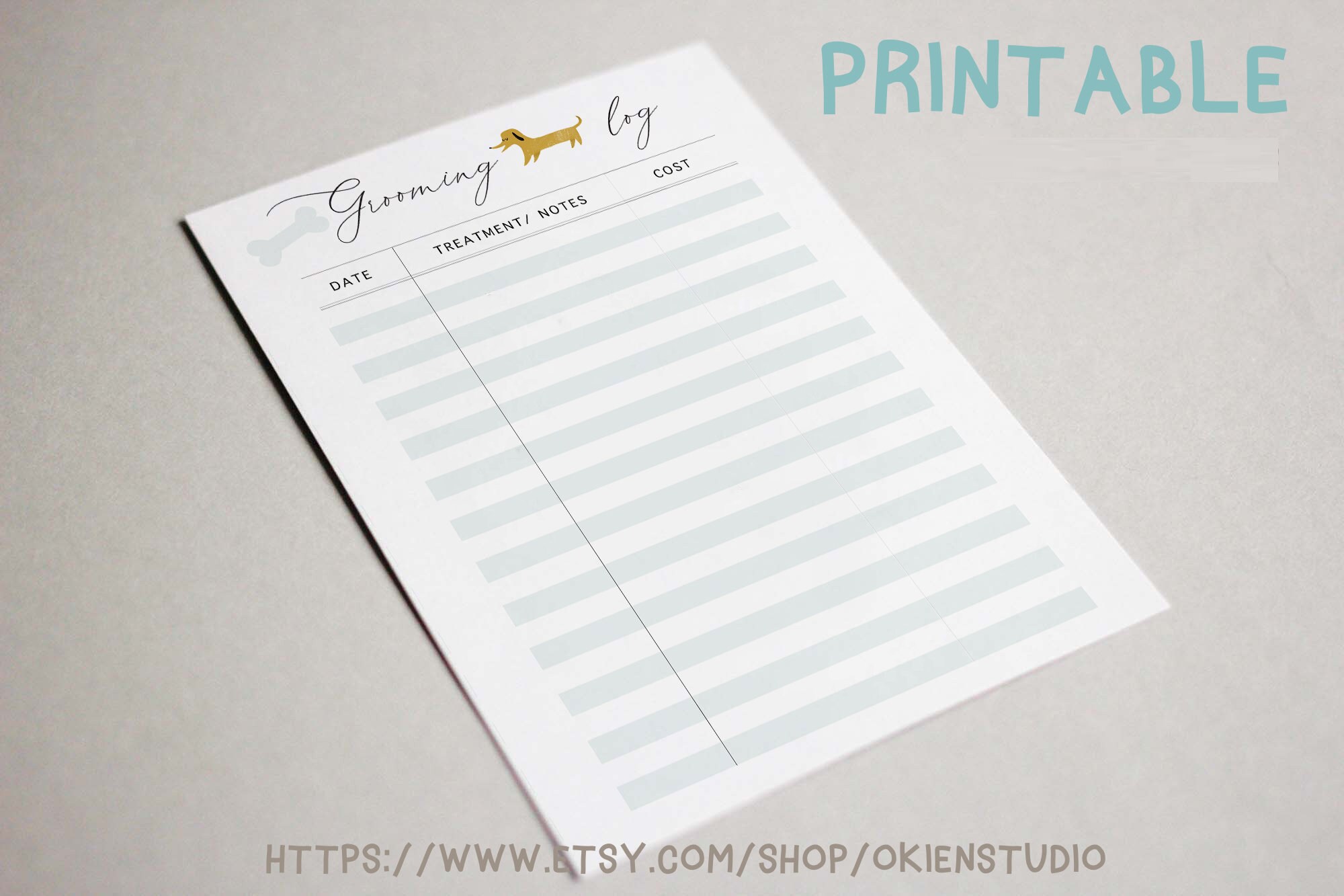 Printable Pet Grooming Log: Dog Care Planner (digital Download) - Etsy