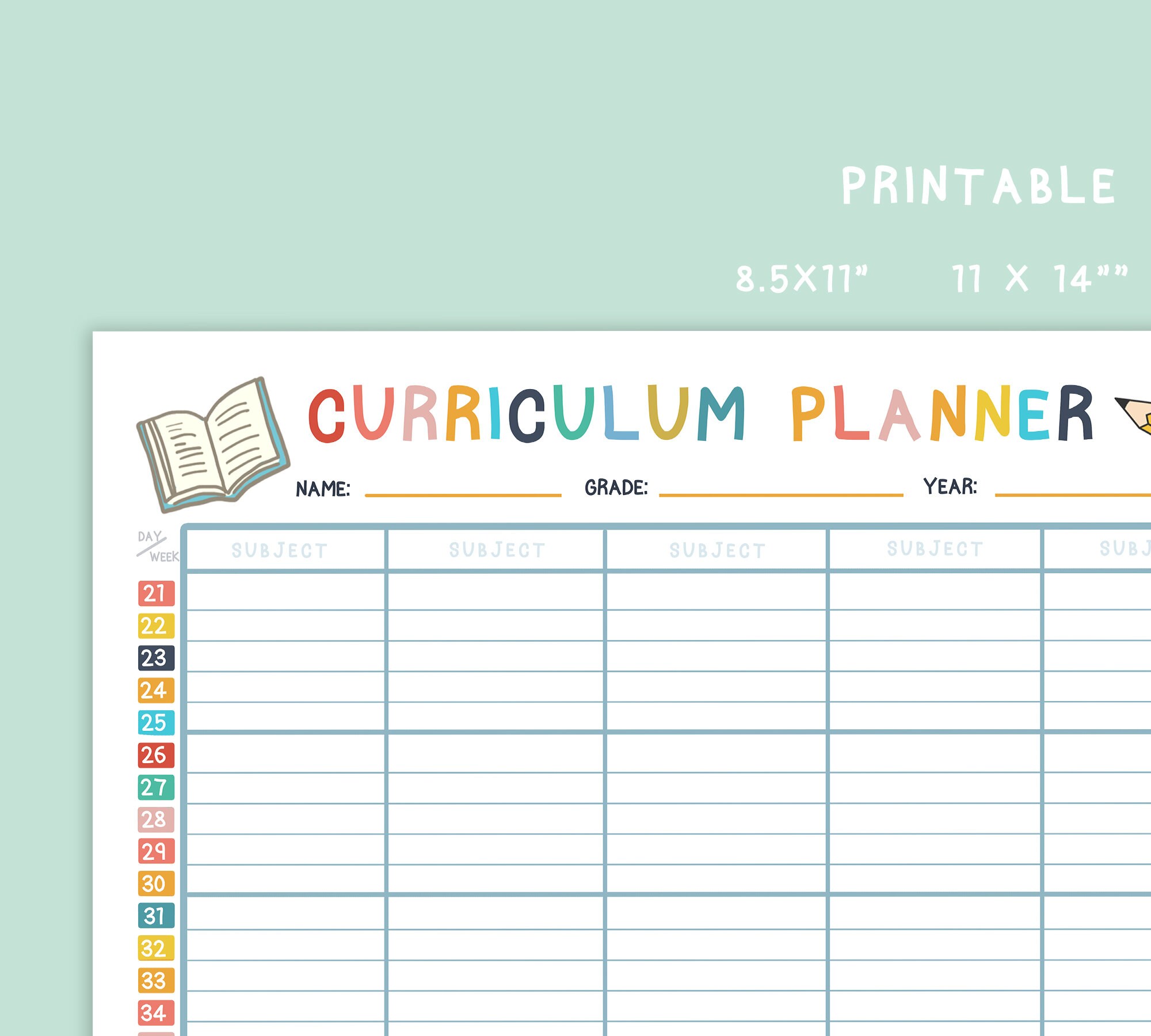 Printable Homeschool Curriculum Planner: Teacher Log (digital Download ...