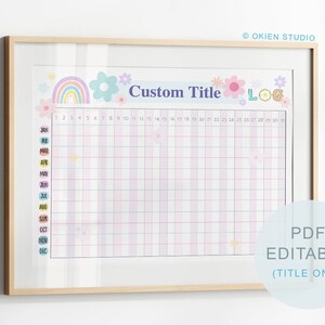 Pastel Rainbow Calendar, Editable Flower Year Log, Yearly Tracker ...