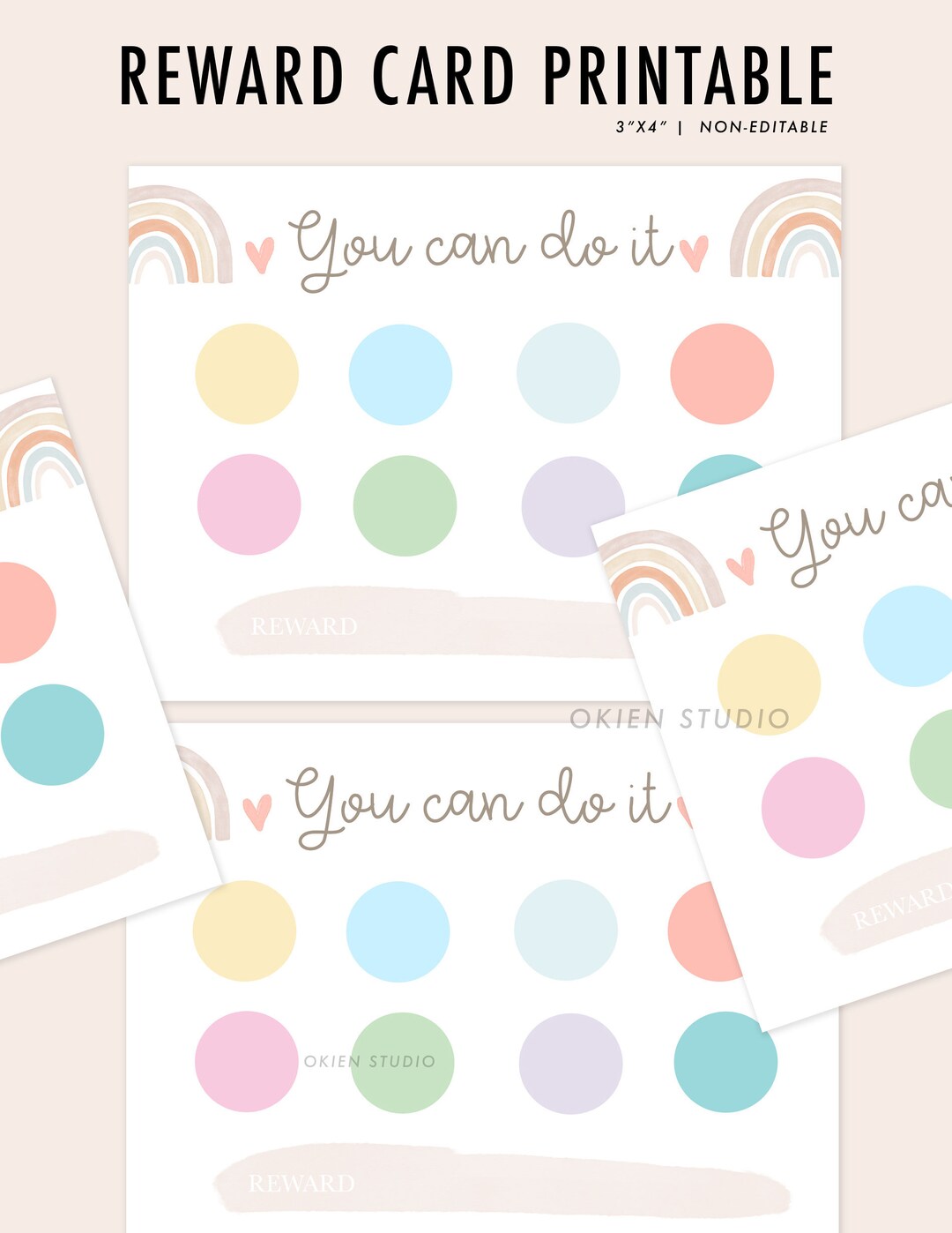 Boho Reward Card, Rainbow Reward Chart, Kids Reward Card, Reward Card ...