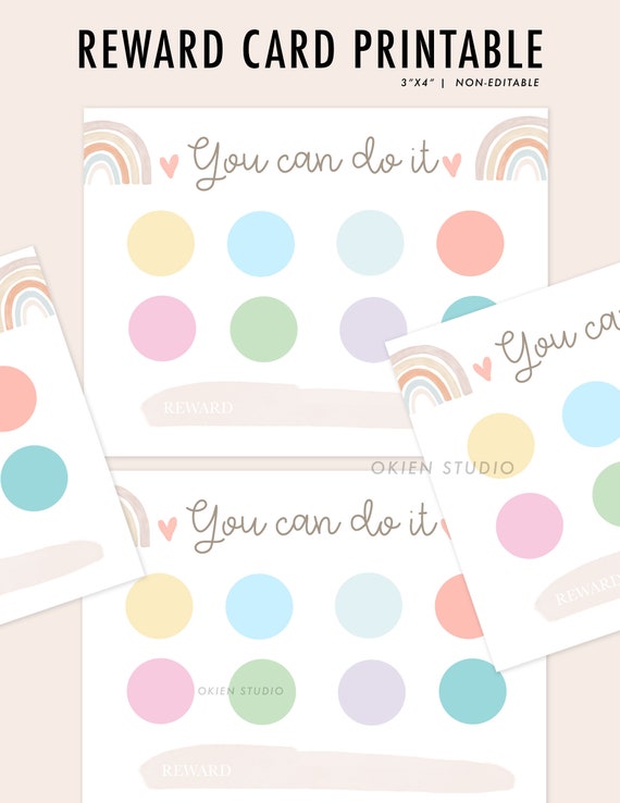 Boho Reward Card Rainbow Reward Chart Kids Reward Card - Etsy